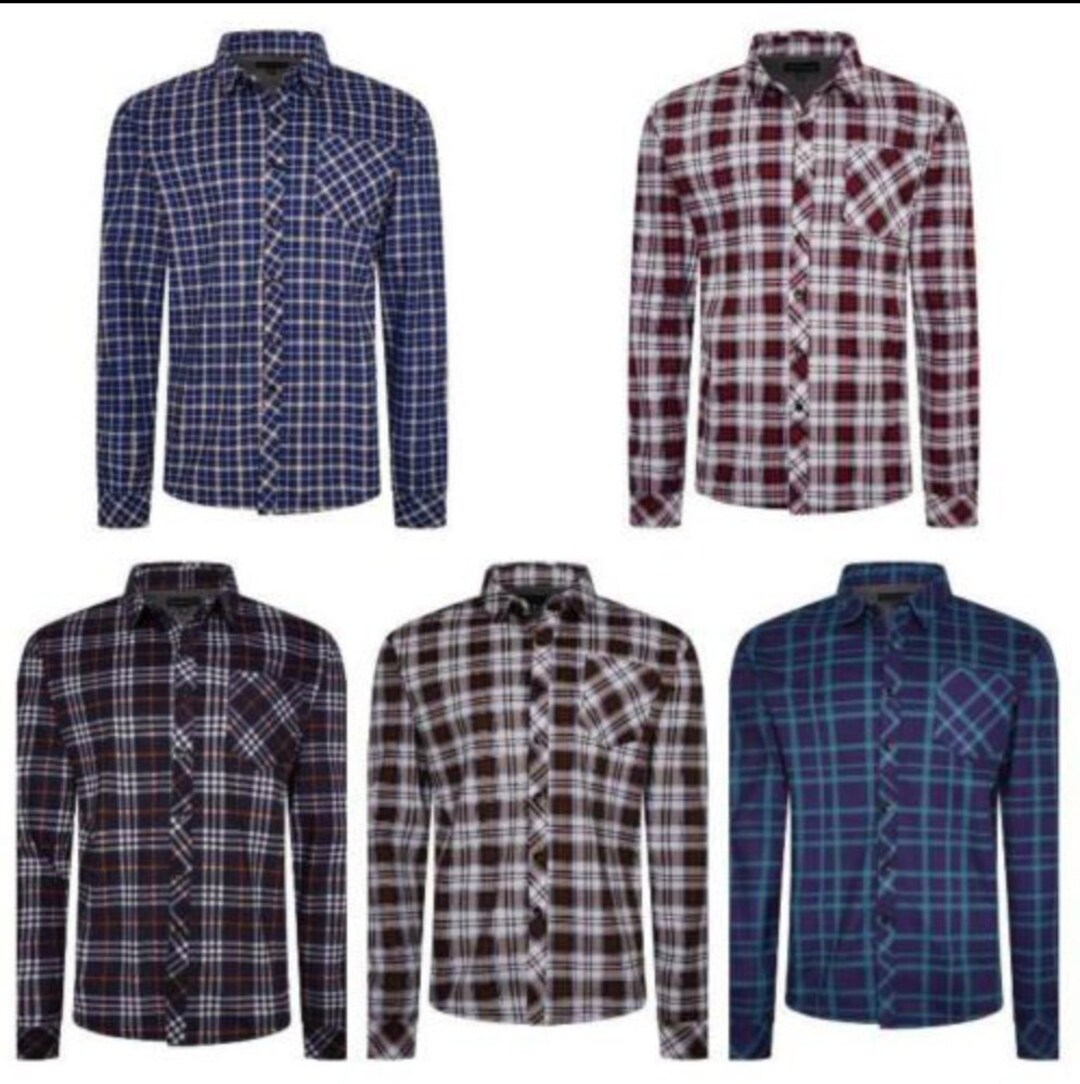 Mens Winter Fleece Lined Checked Warm Button Front Shirt Jacket Size S ...