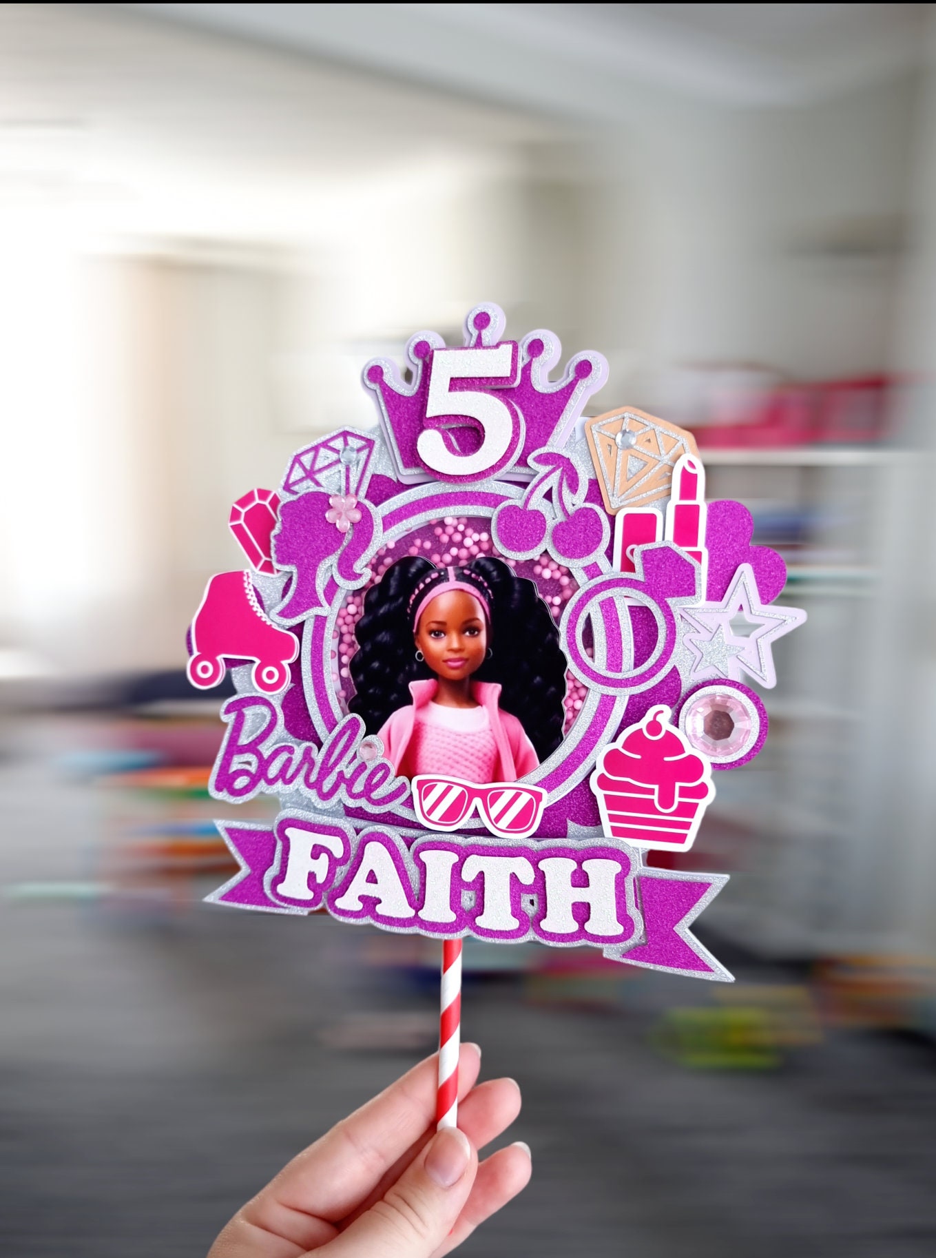 Cake Topper and 3D Number Birthday Cake Decoration Personalised Barbie ...