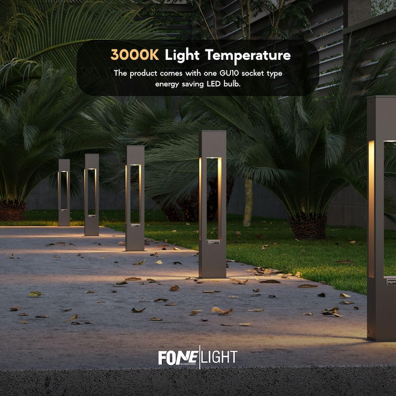 FONELIGHT AKA010 Modern Decorative Aluminium Outdoor Bollard Light for Landscape Garden Pathway ...
