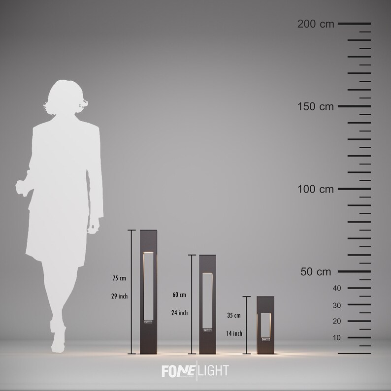 FONELIGHT AKA010 Modern Decorative Aluminium Outdoor Bollard Light for Landscape Garden Pathway ...