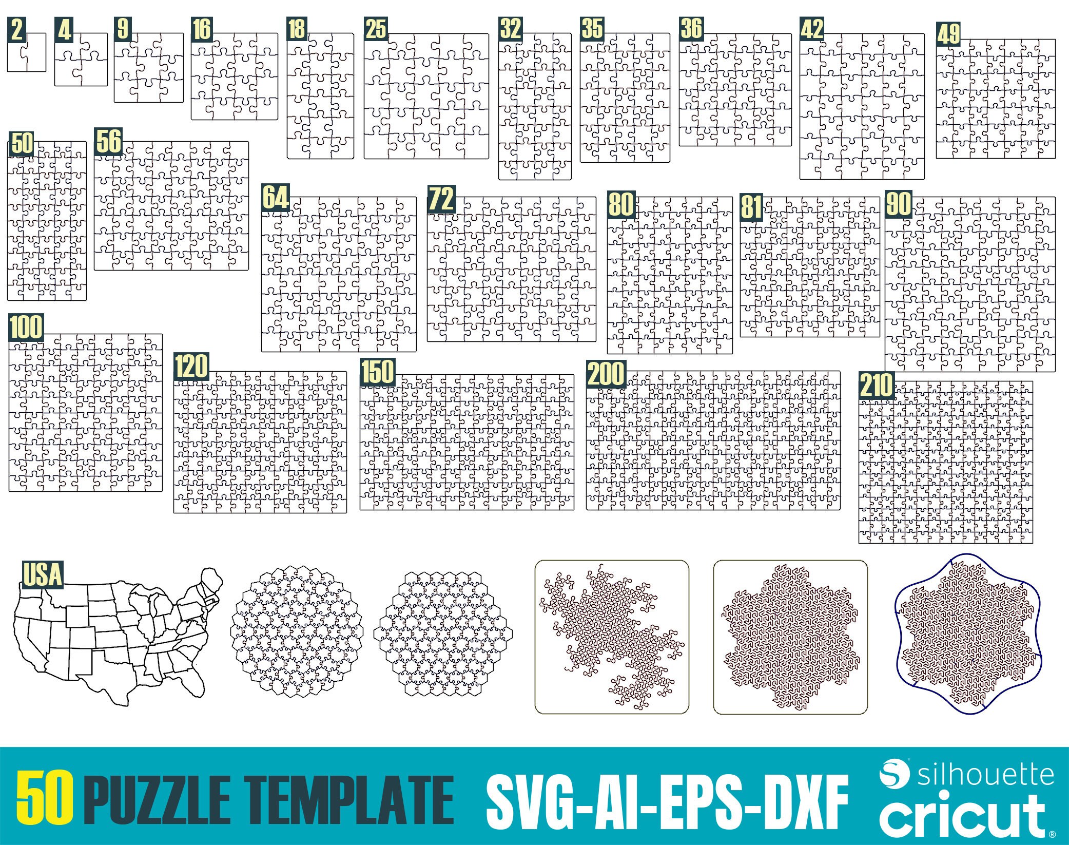 50 Puzzle Svg Template Jigsaw Puzzle svg Puzzle Piece Svg - Etsy France