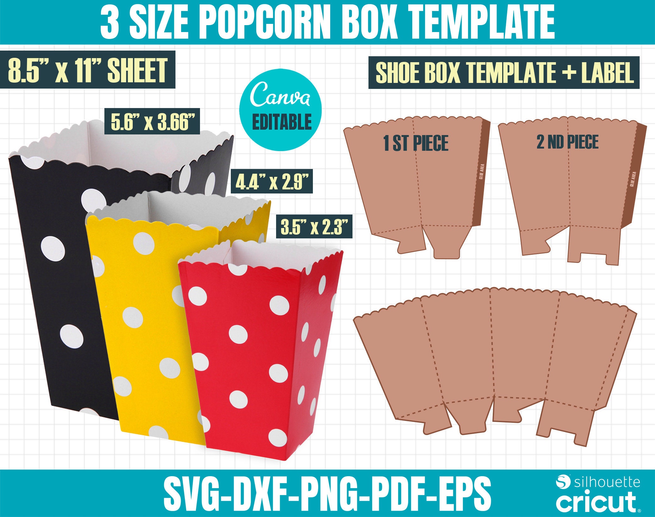 Popcorn Box Template Cricut