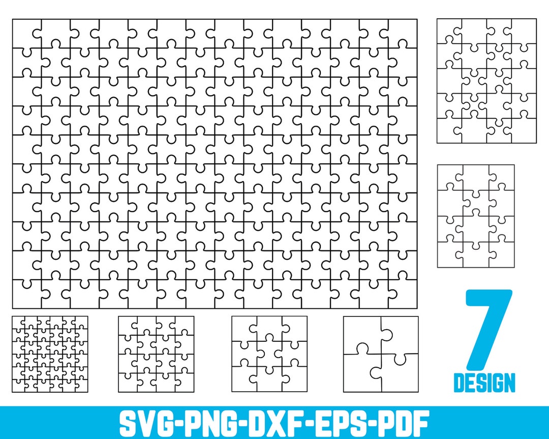Puzzle Svg Template, Laser Cut Puzzle, Jigsaw Puzzle Svg, Puzzle Piece ...
