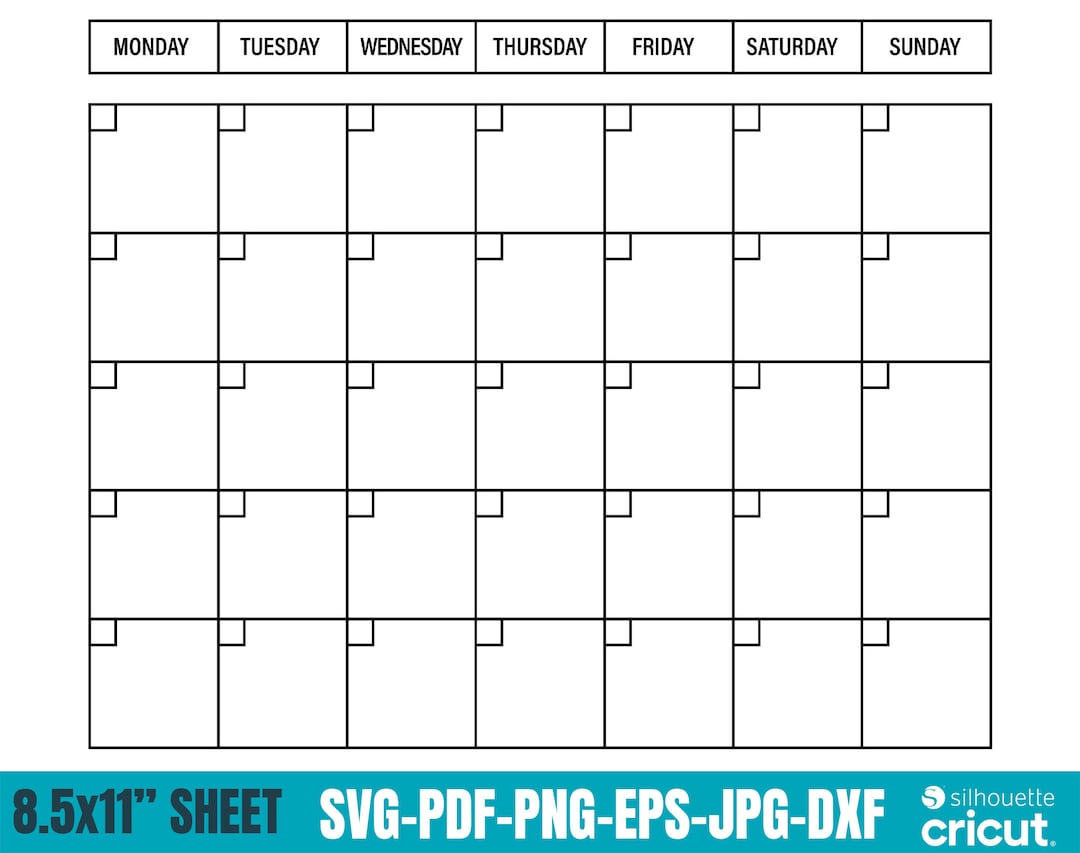 Weekly Planner Template Svg, Calendar Svg, Printable Planner, Digital ...