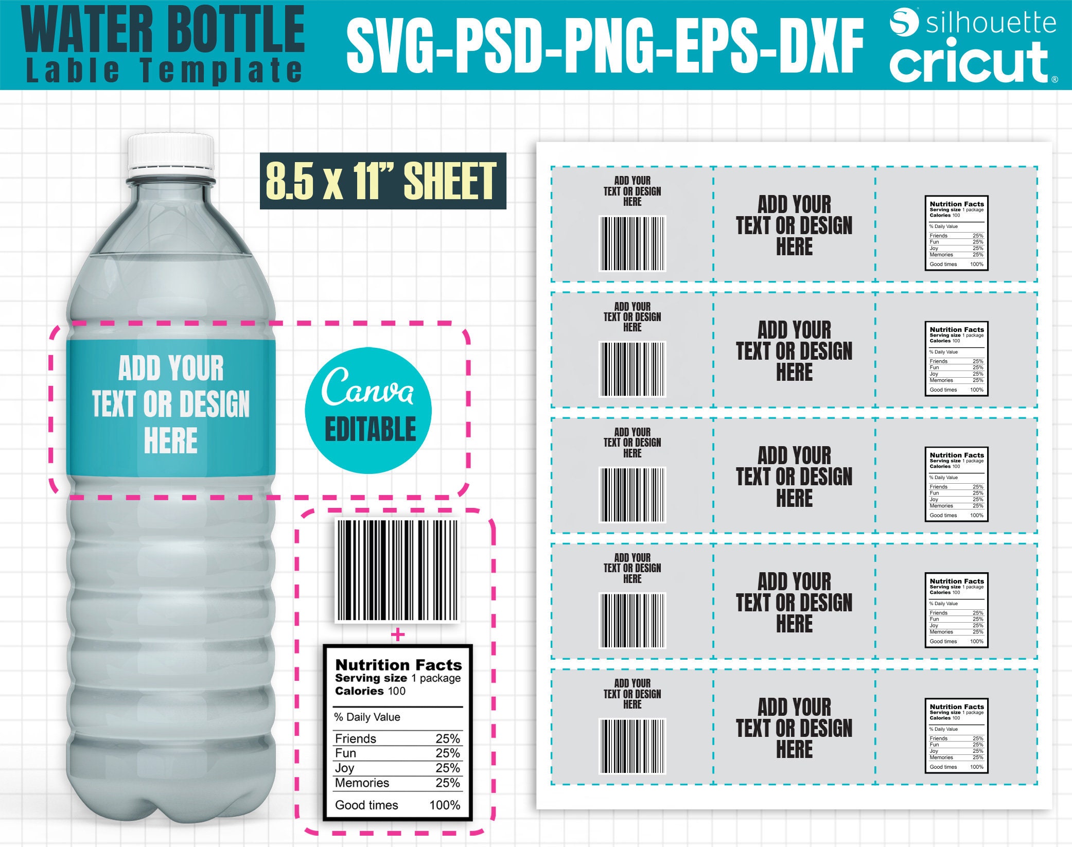 Water Bottle Label Template Sheet SVG, PNG, PSD And Docx, 56% OFF
