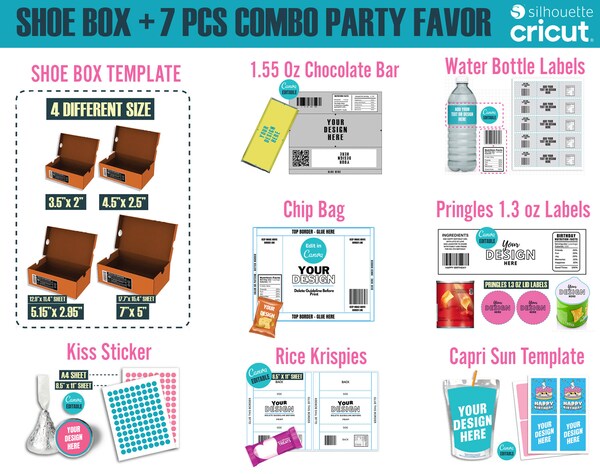 Movie Tray Template , Canva Party Favor Movie Box Template Bundle ...