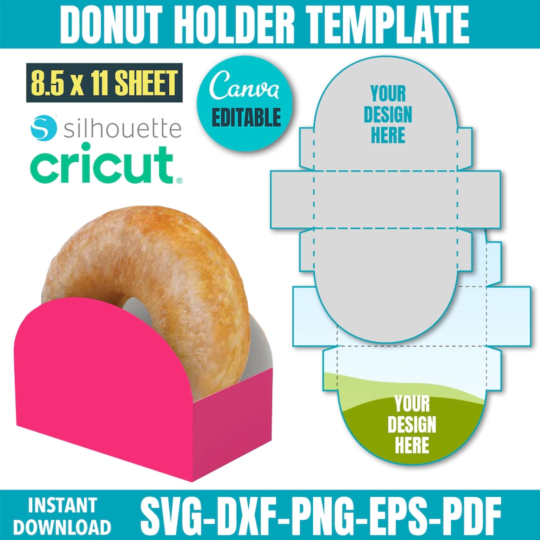 Modèle de boîte de beignet, boîte de beignet svg, modèle de support de ...