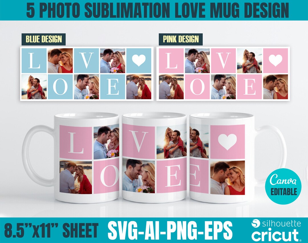 Taza LOVE personalizada con foto, sublimación de taza de amor, svg del ...