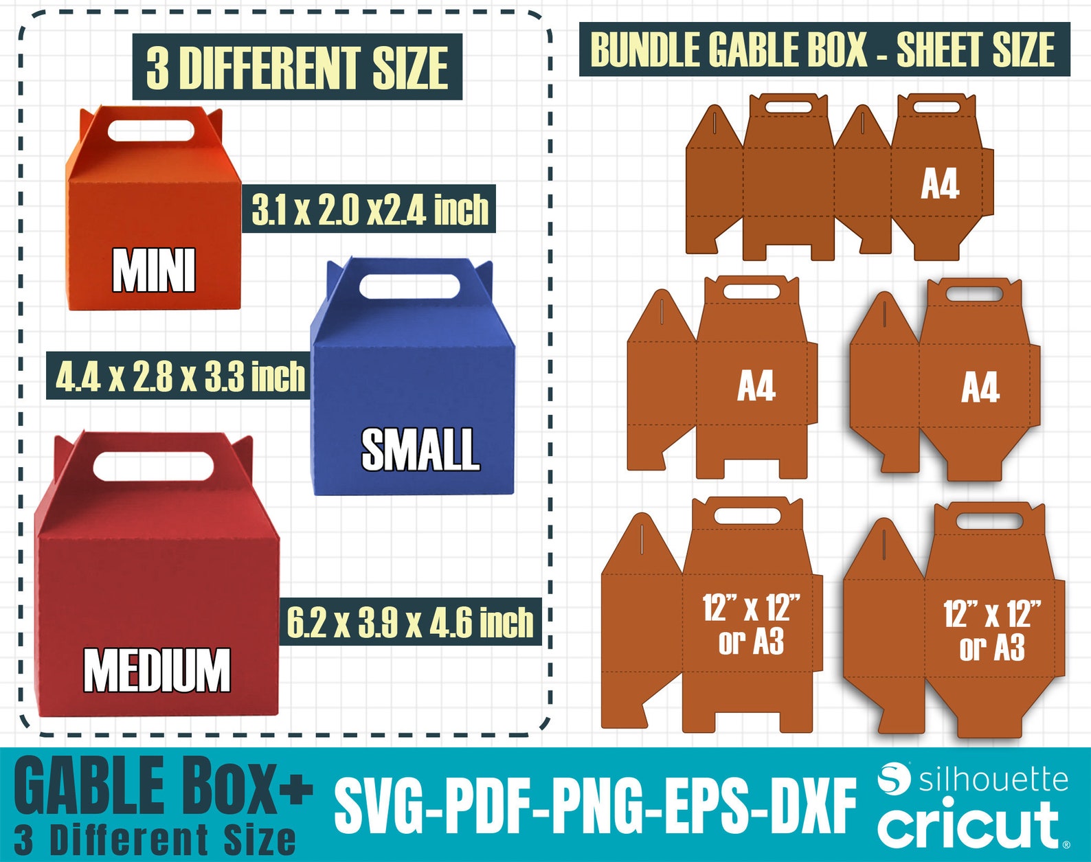 Gable Box 3 Template Bundle Svg Box Svg Gable Box Svg Box - Etsy Singapore