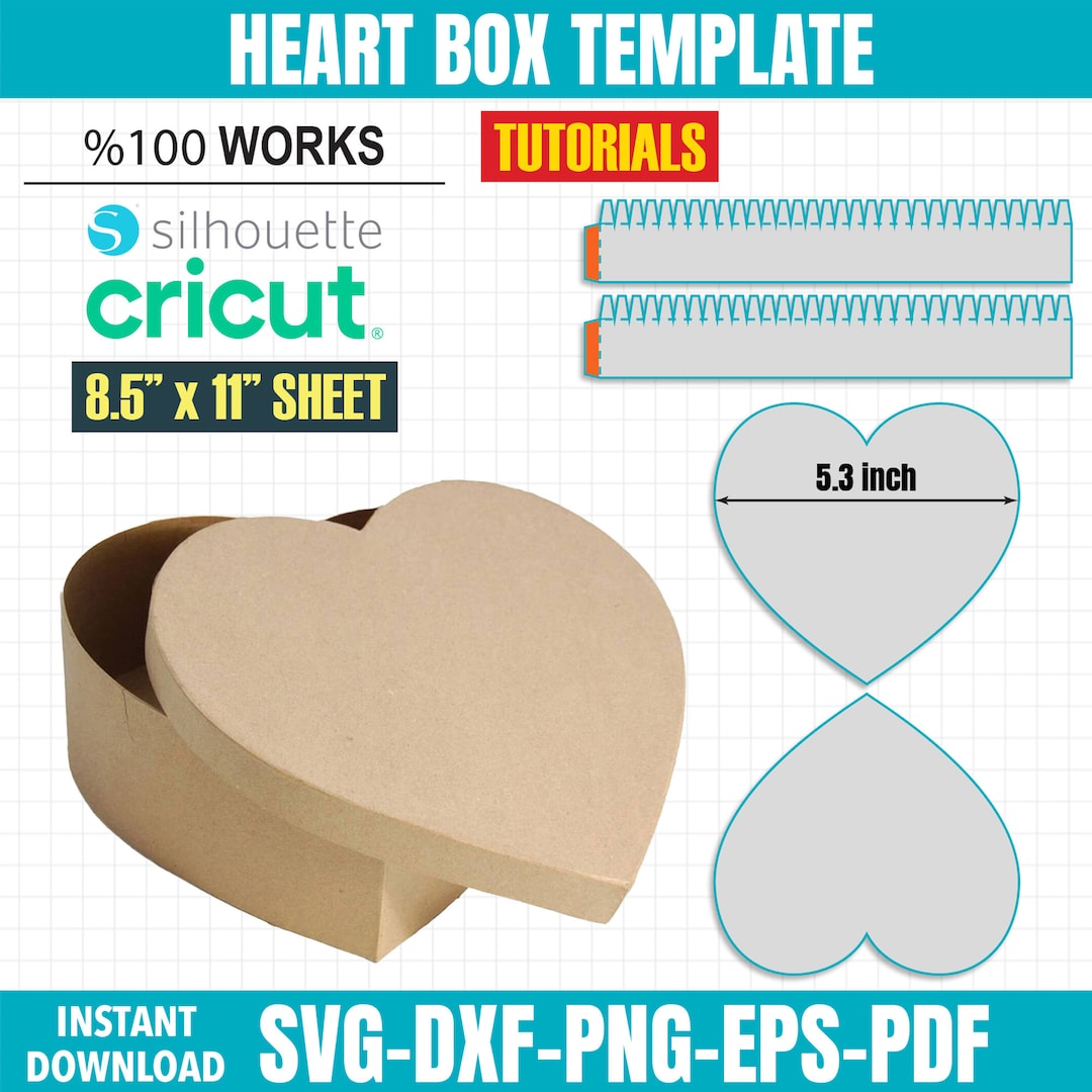 Heart Box Svg, Heart Box Template, Heart Box Die Cut, Box Svg, Party ...