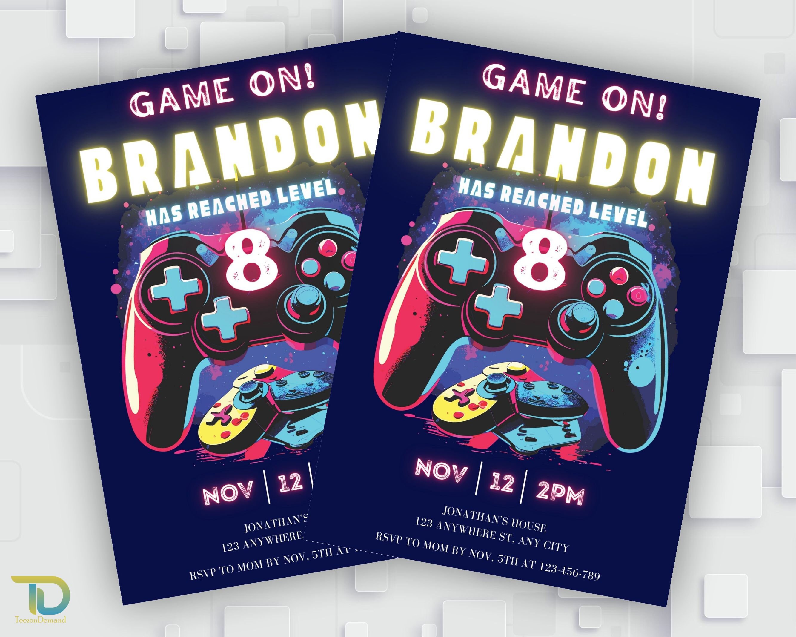 Editable Gaming Birthday Invitation, Gamer Invitation, 5x7 Editable ...