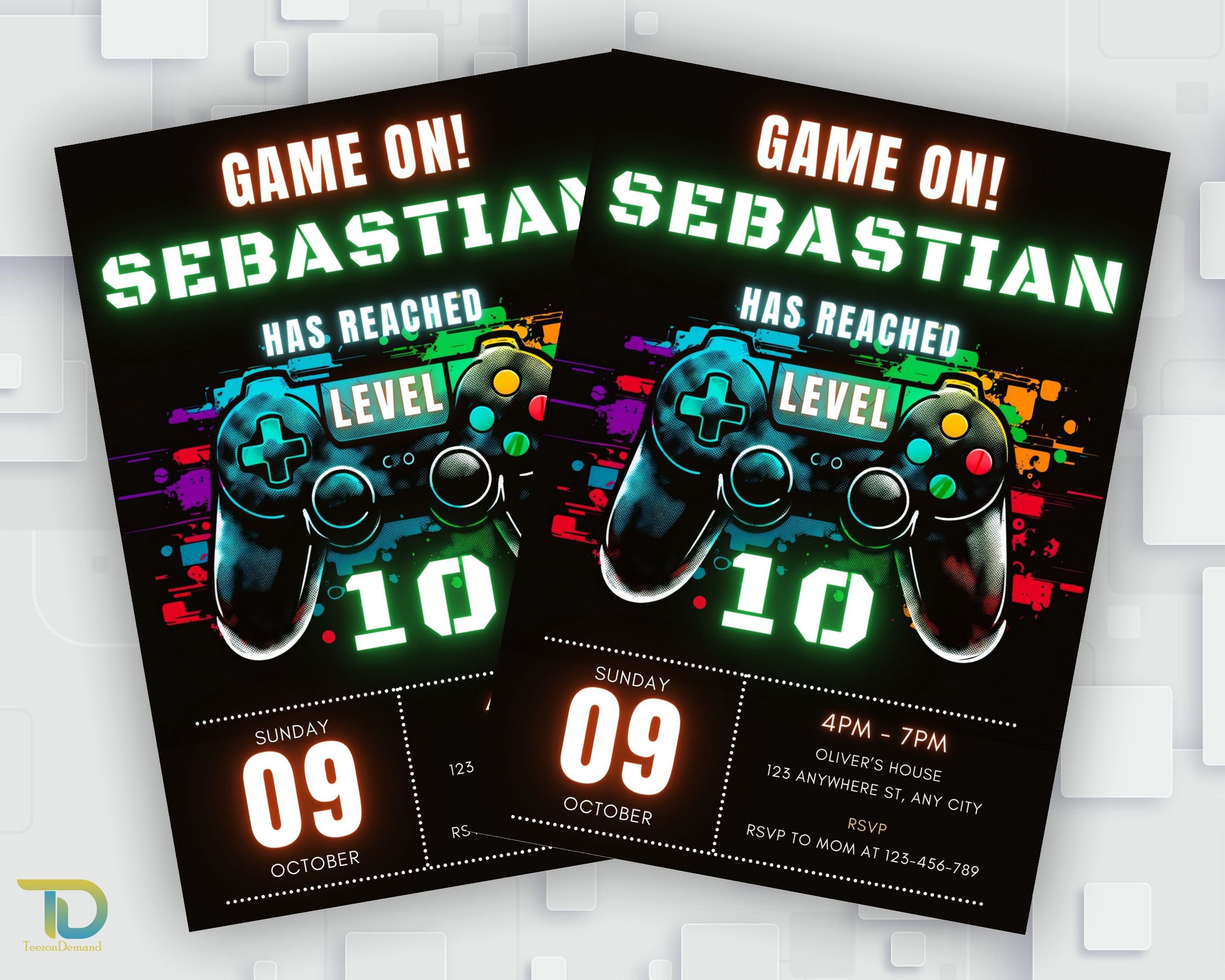 Editable Gaming Birthday Invitation, Gamer Invitation, 5x7 Editable ...