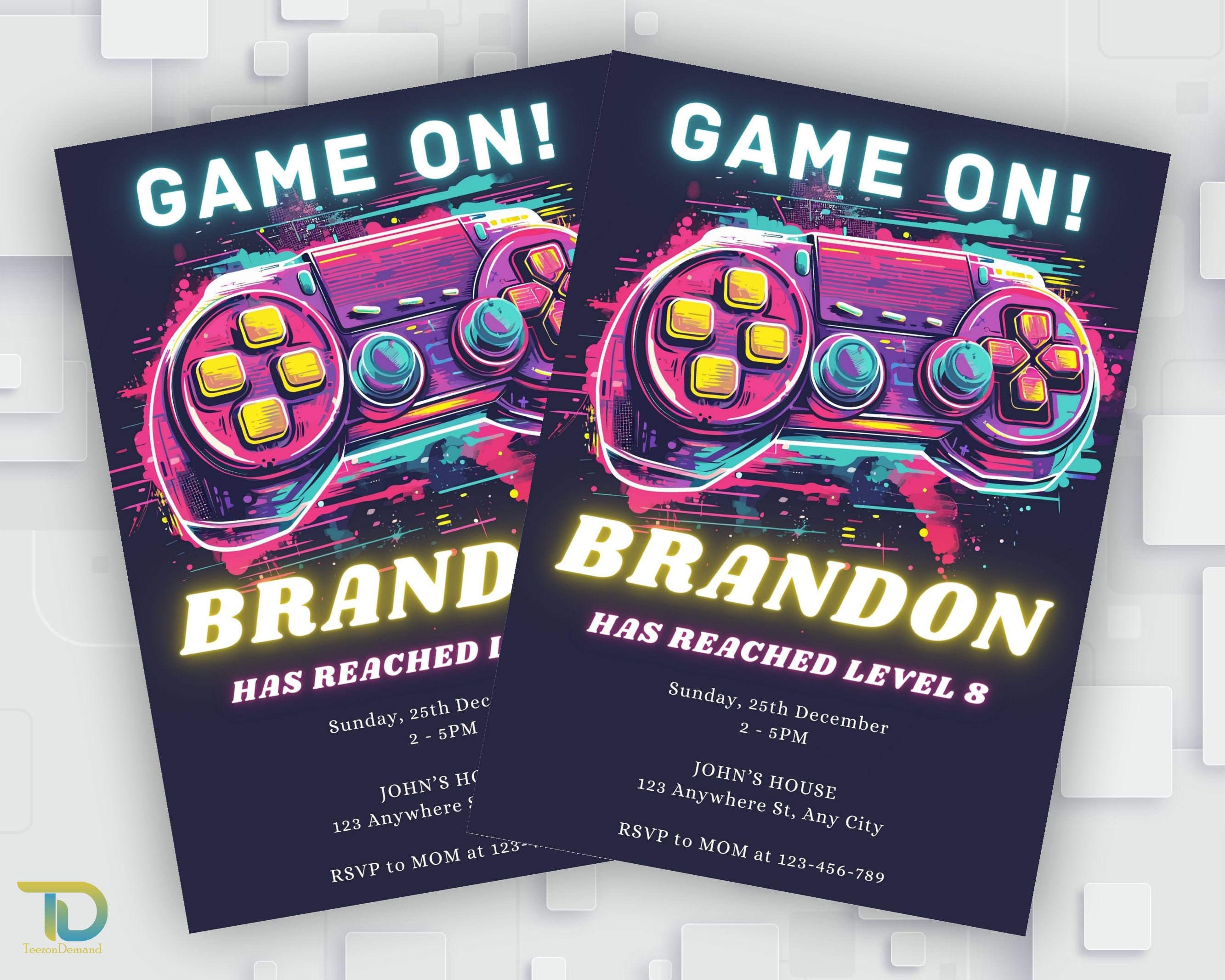 Editable Gaming Birthday Invitation, Gamer Invitation, 5x7 Editable ...