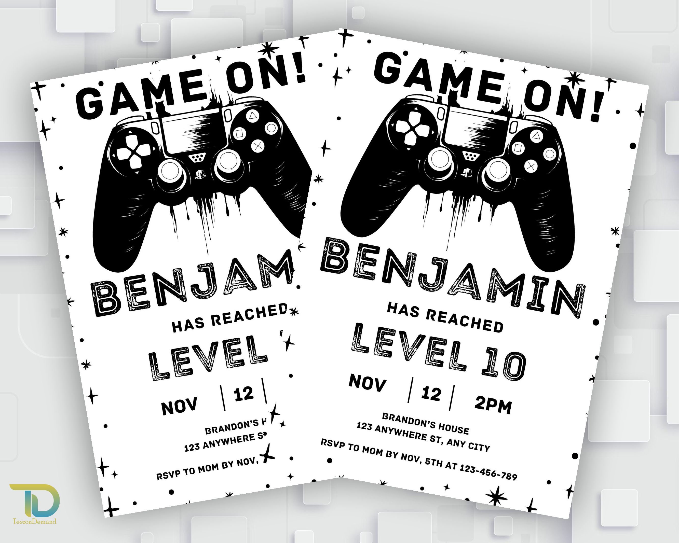 Editable Gaming Birthday Invitation, Gamer Invitation, 5x7 Editable ...