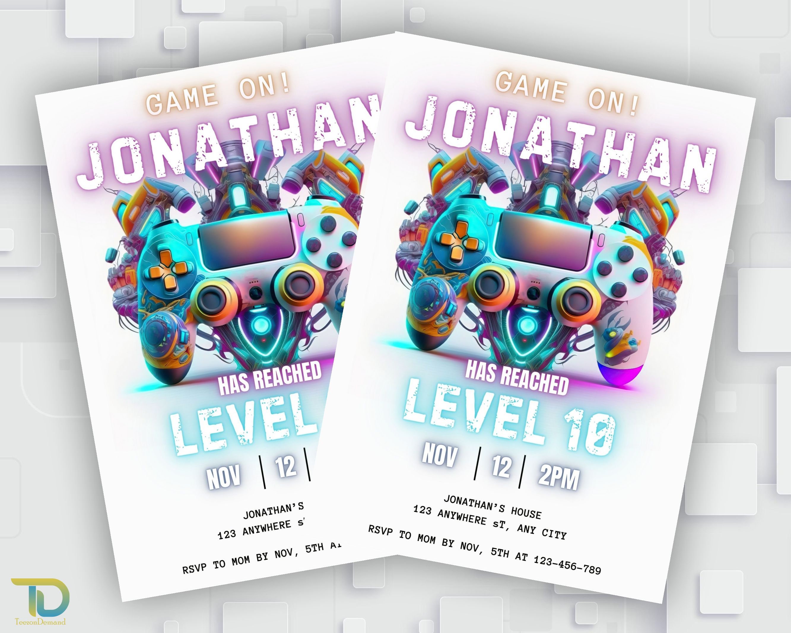 Editable Gaming Birthday Invitation, Gamer Invitation, 5x7 Editable ...