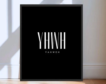 Yahweh Christian Wall Art Print | YHWH Wall Art | Black and White ...