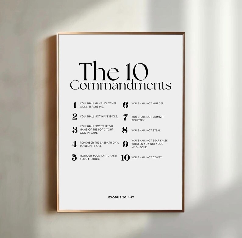 The 10 Commandments Christian Poster | Exodus 20:1-17 | Bible Verse ...