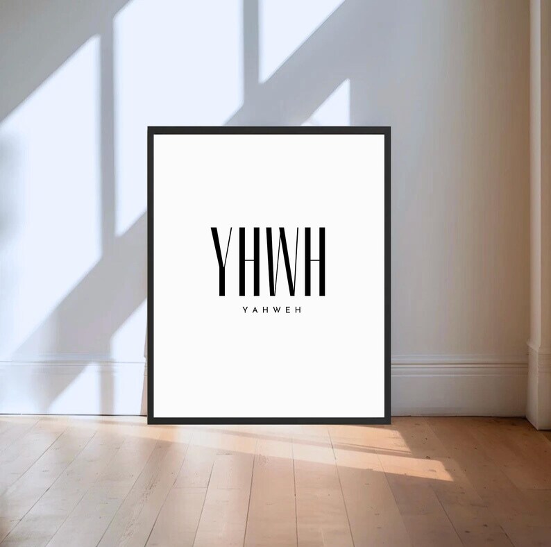 Yahweh Christian Wall Art Print YHWH Wall Art Black and White Christian ...