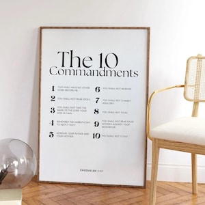 The 10 Commandments Christian Poster | Exodus 20:1-17 | Bible Verse ...