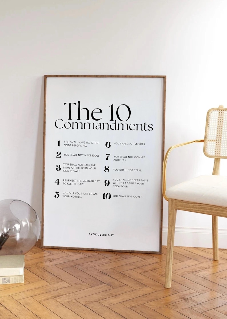 The 10 Commandments Christian Poster Exodus 20:1-17 Bible Verse Wall ...