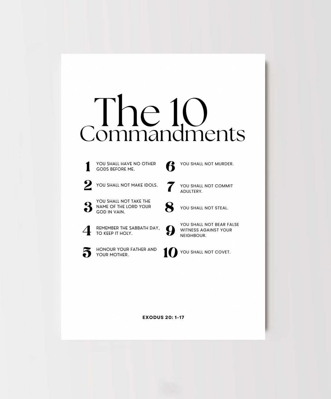 The 10 Commandments Christian Poster | Exodus 20:1-17 | Bible Verse ...