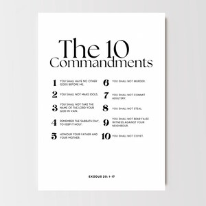 The 10 Commandments Christian Poster | Exodus 20:1-17 | Bible Verse ...