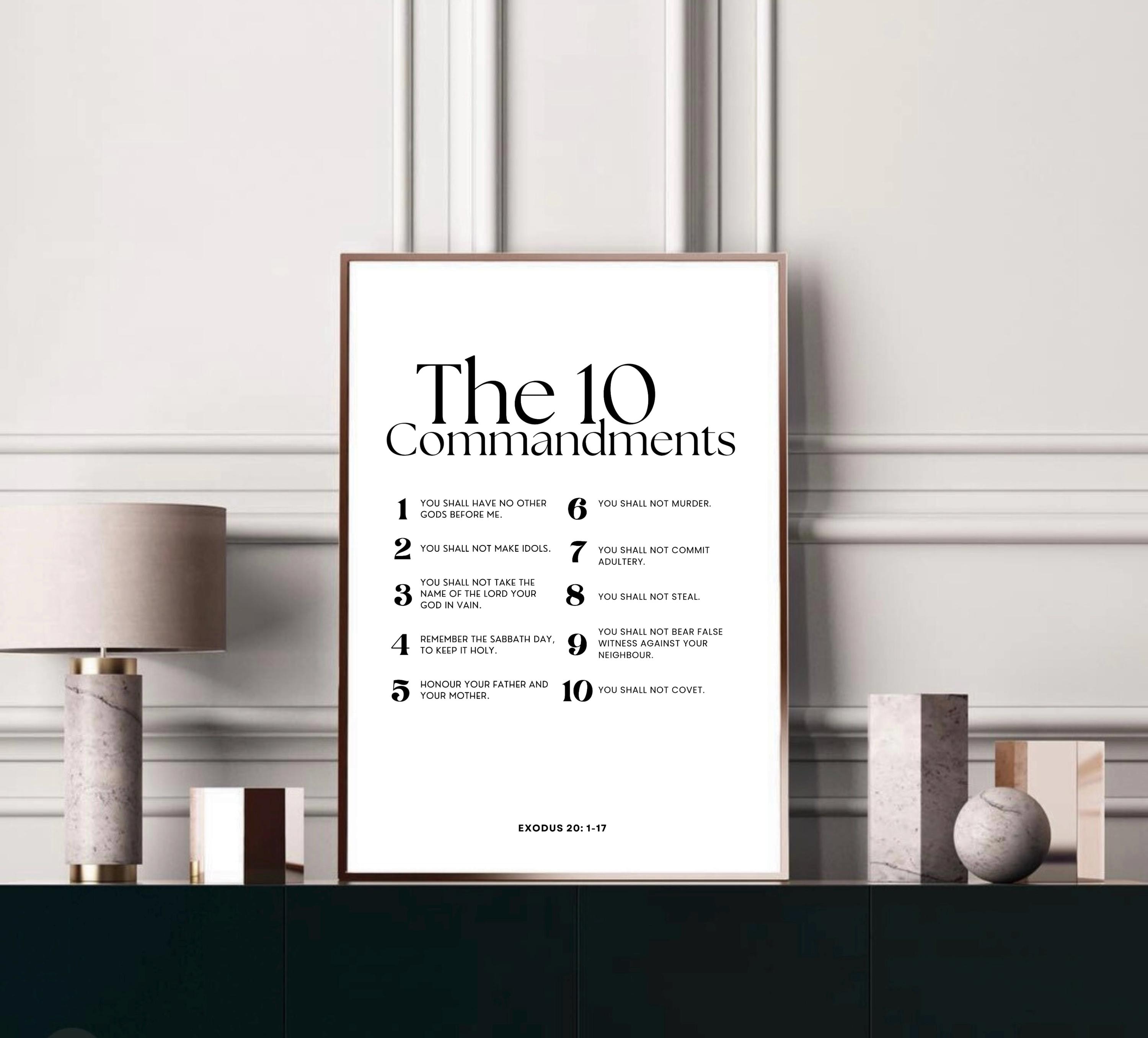 The 10 Commandments Christian Poster Exodus 20:1-17 Bible Verse Wall ...