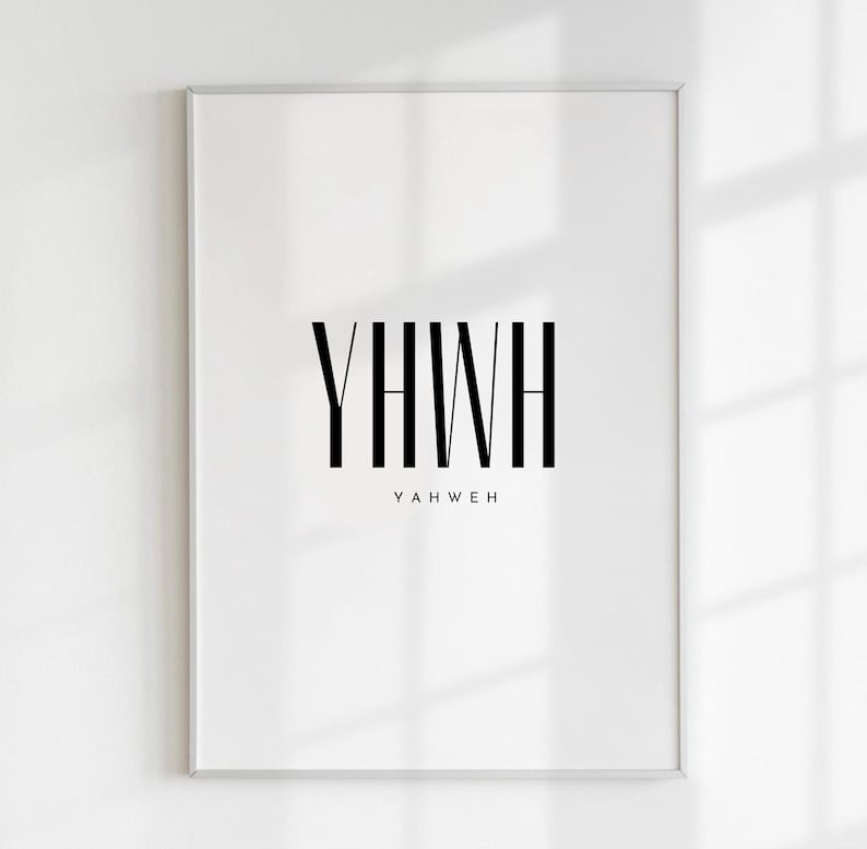 Yahweh Christian Wall Art Print | YHWH Wall Art | Black and White ...