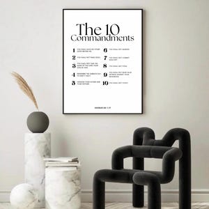 The 10 Commandments Christian Poster | Exodus 20:1-17 | Bible Verse ...