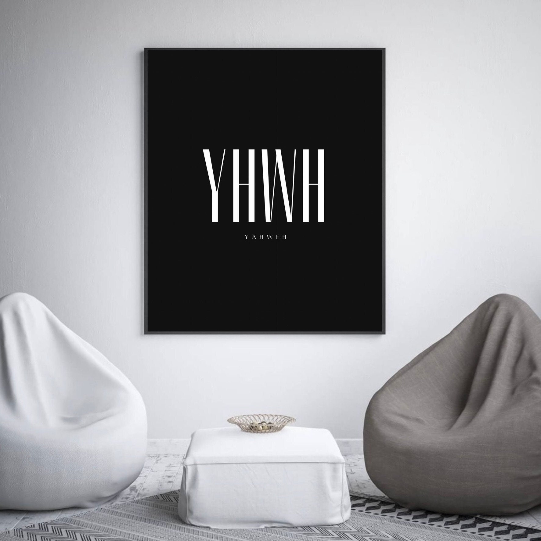 Yahweh Christian Wall Art | YHWH Black and White Wall Art Print ...