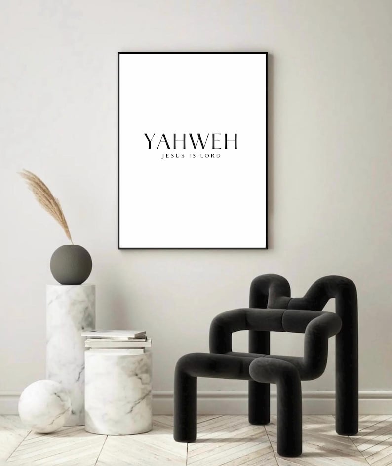 Yahweh Christian Wall Art Print | YHWH Wall Art | Black and White ...