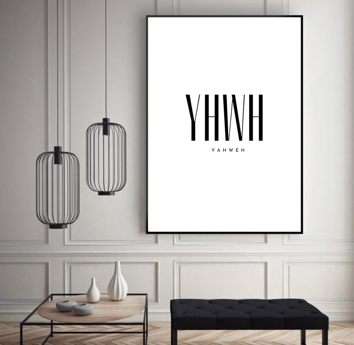 Yahweh Christian Wall Art Print YHWH Wall Art Black and White Christian ...