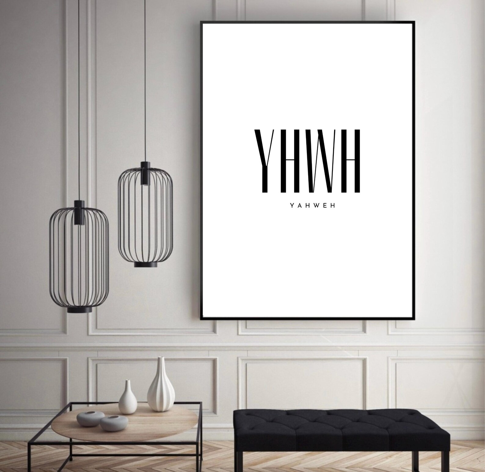 Yahweh Christian Wall Art Print YHWH Wall Art Black and White Christian ...