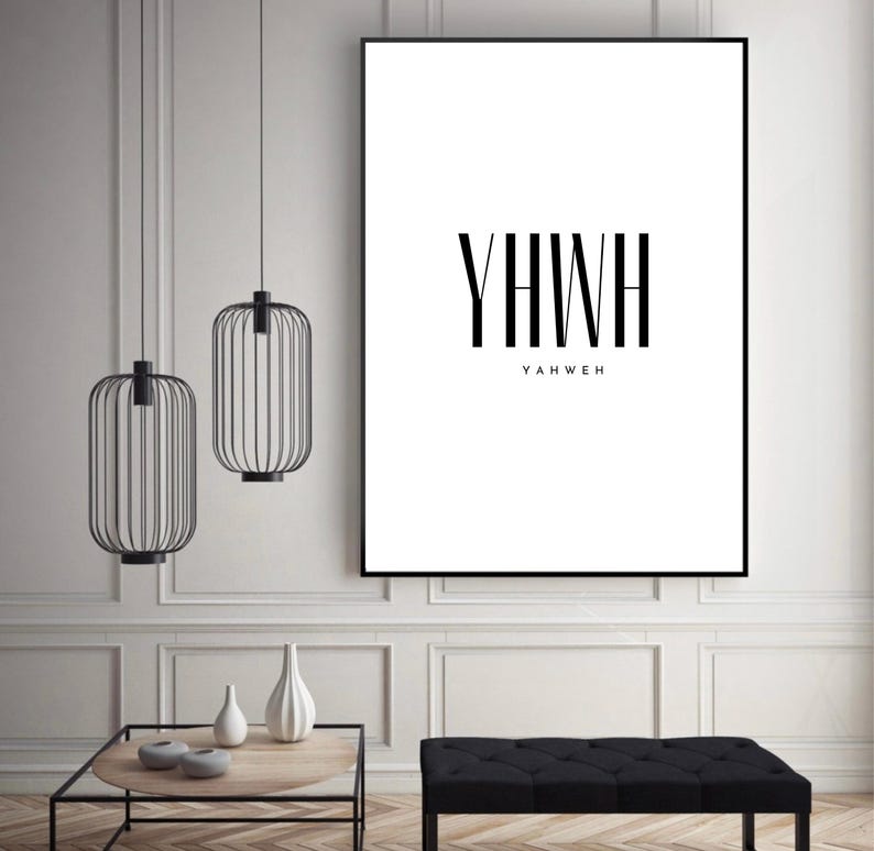 Yahweh Christian Wall Art Print YHWH Wall Art Black and White Christian ...