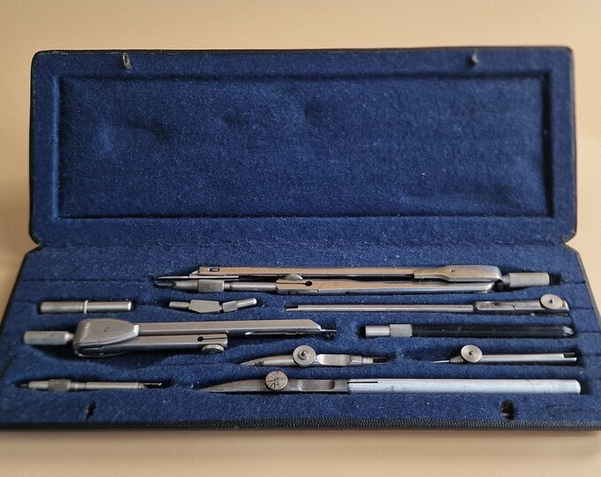 Vintage Technical Drawing Set Ecobra Prazision Chrom, German Mechanical Drafting Set - Etsy