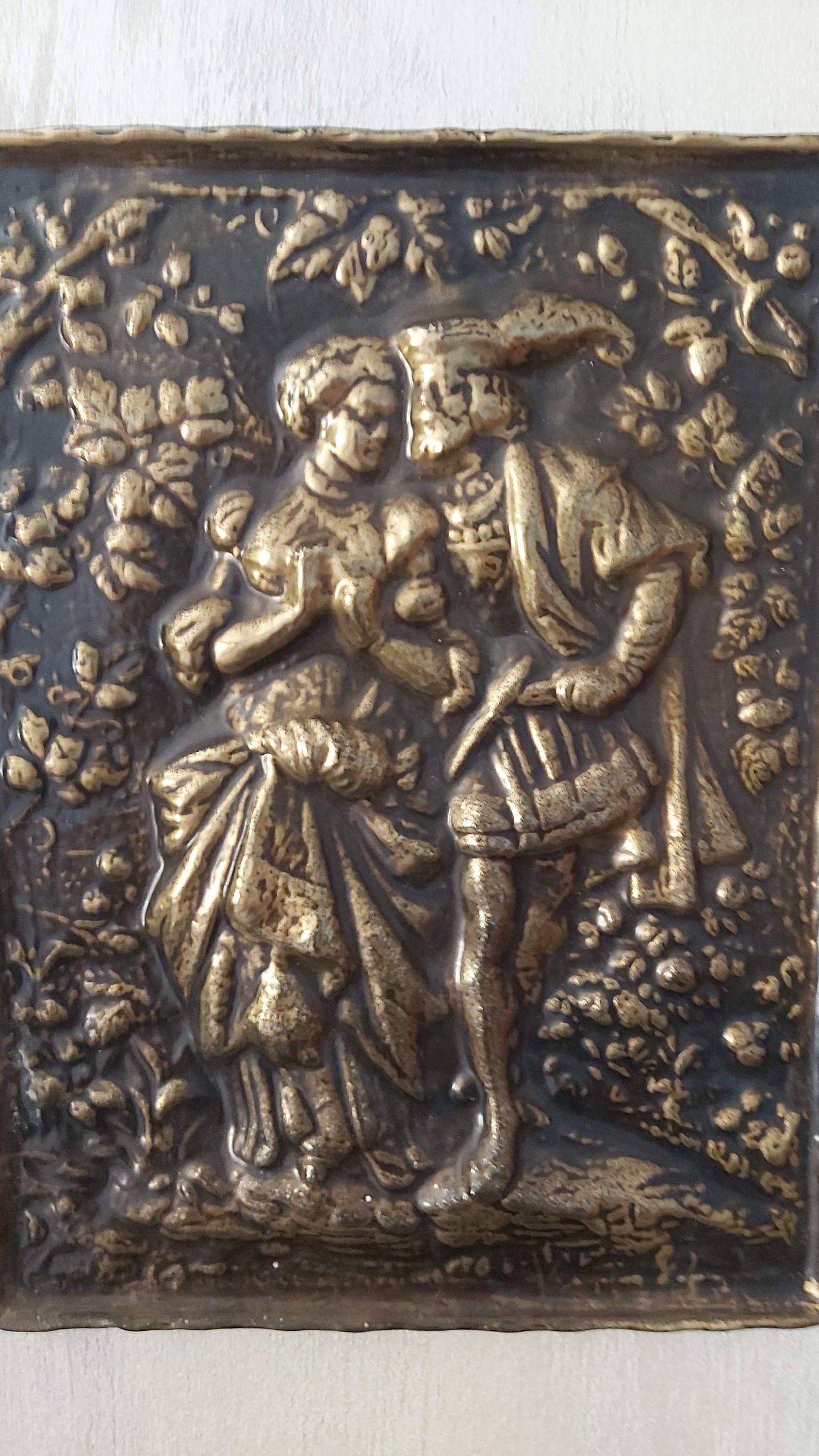 Vintage Relief Brass Painting in Love, Wall Decor Relief Plaque - Etsy
