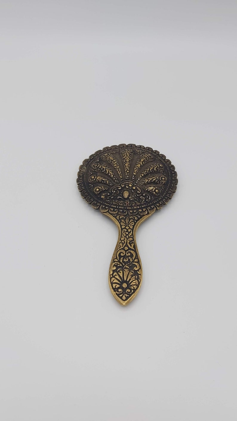 Antique Bronze Hand Mirror, Vintage Victorian French Pocket Mirror ...