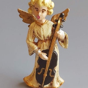 Vintage Massive Metal Angel Figurine Playing Music Antique - Etsy