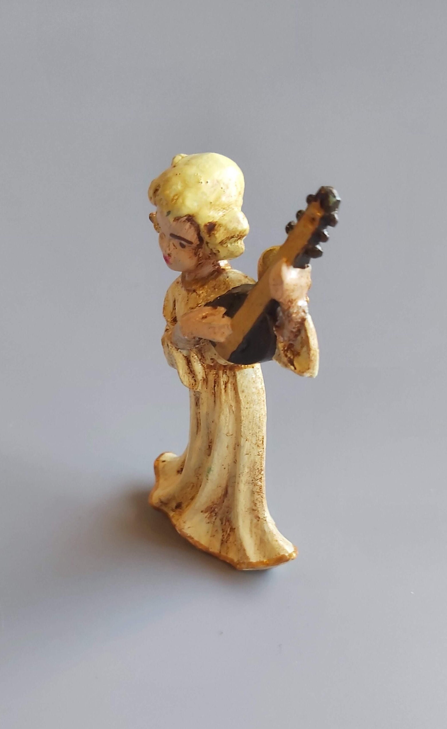 Vintage Massive Metal Angel Figurine Playing Music Antique - Etsy