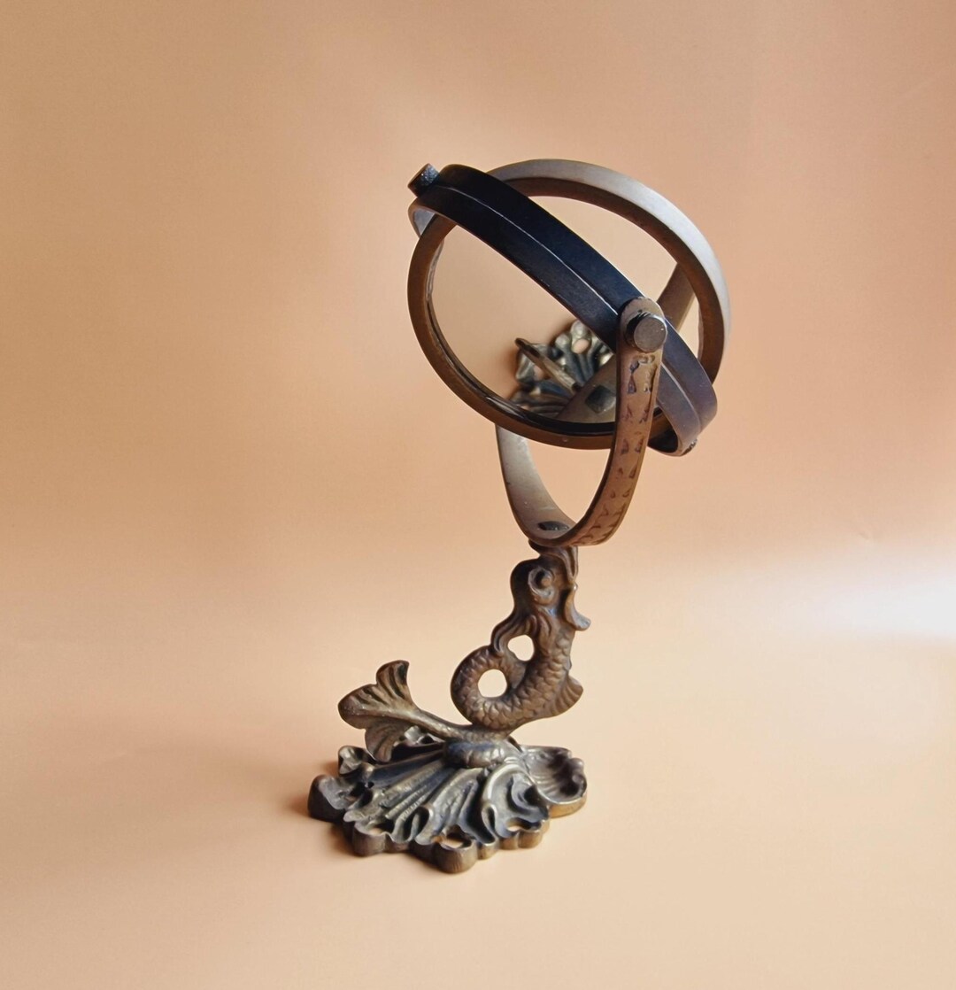 Vintage Brass Gimbal With Mirror Installed, Wall-mounted for a Cabin ...