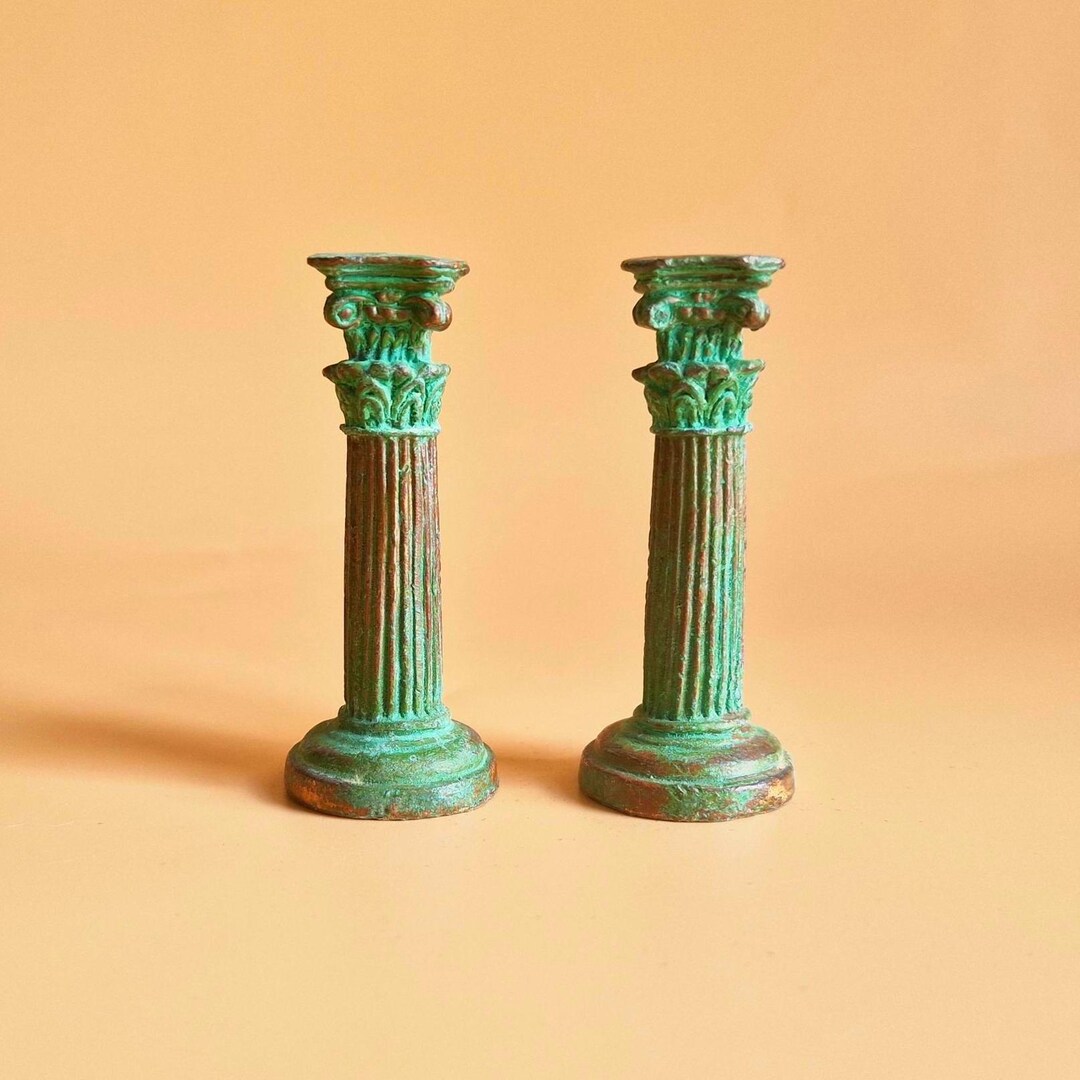 Vintage Roman Style Bronze Chess Pieces, Italian Handmade Roman Column ...