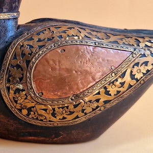 Vintage Indian Large Hand Carved Wooden Duck Figurine, Inlay Carved ...