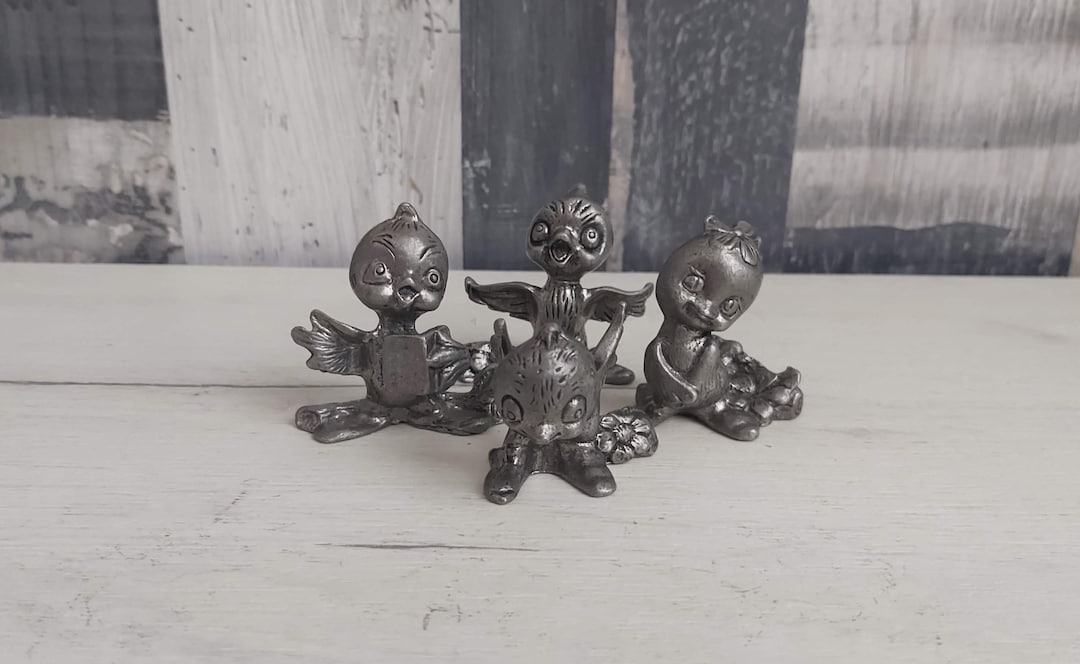 Vintage Pewter Birds Figurines, Collectable Peltro Italy Set of 4 - Etsy