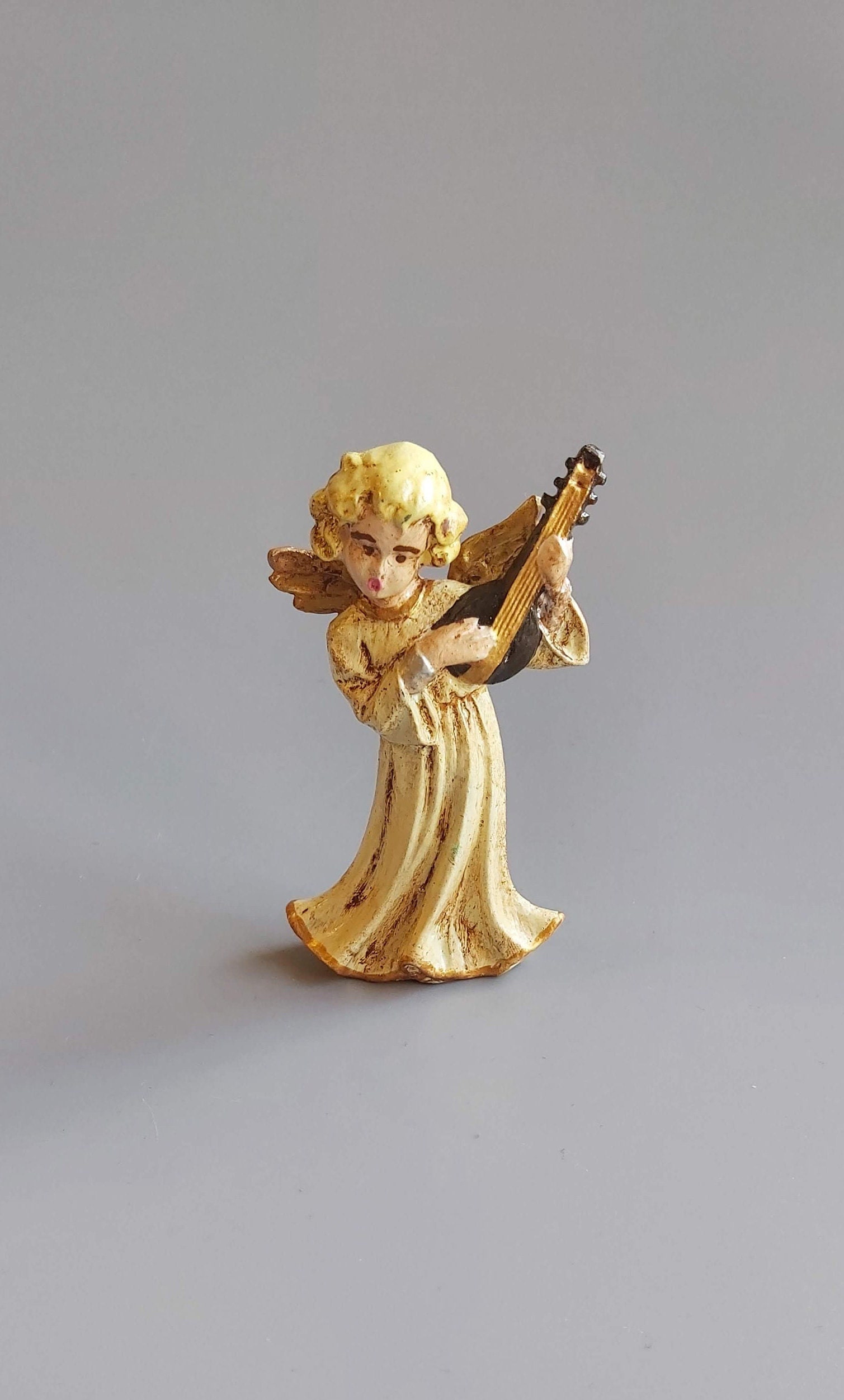 Vintage Massive Metal Angel Figurine Playing Music Antique - Etsy