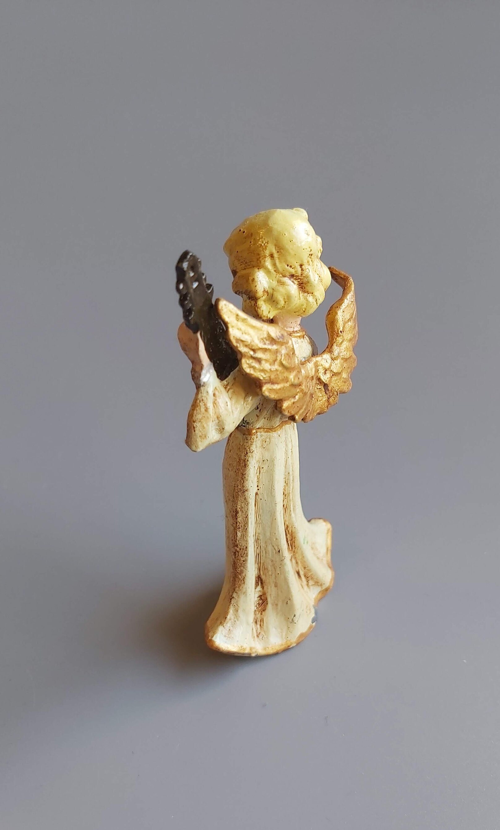 Vintage Massive Metal Angel Figurine Playing Music Antique - Etsy