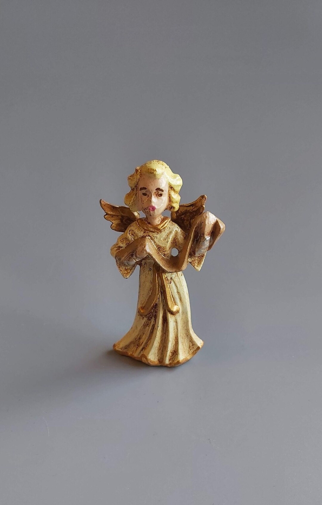 Vintage Massive Metal Angel Figurine, Antique Christmas Angel Made of ...