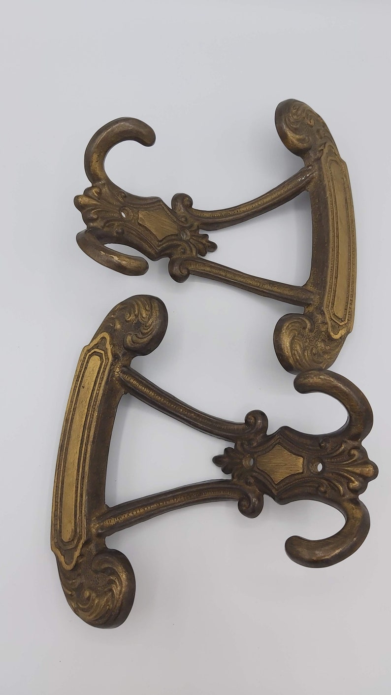 Vintage Solid Brass Wall Hangers Brass Hooks Set of Two - Etsy