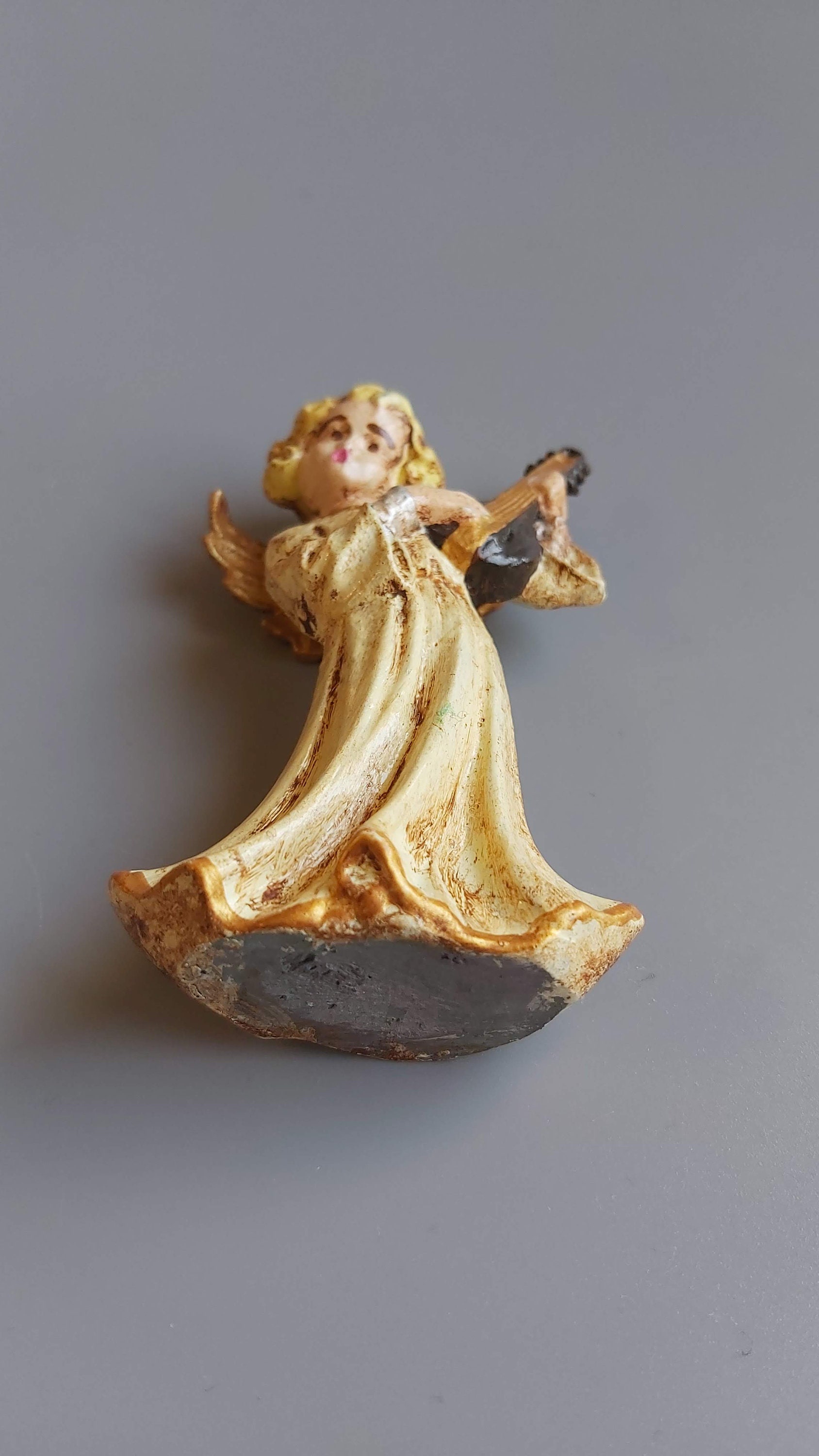 Vintage Massive Metal Angel Figurine Playing Music Antique - Etsy