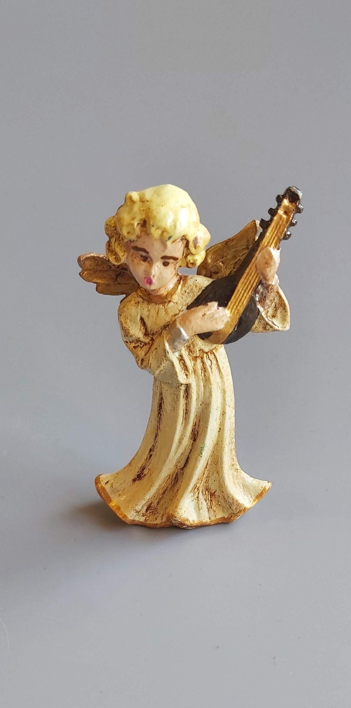 Vintage Massive Metal Angel Figurine Playing Music Antique - Etsy