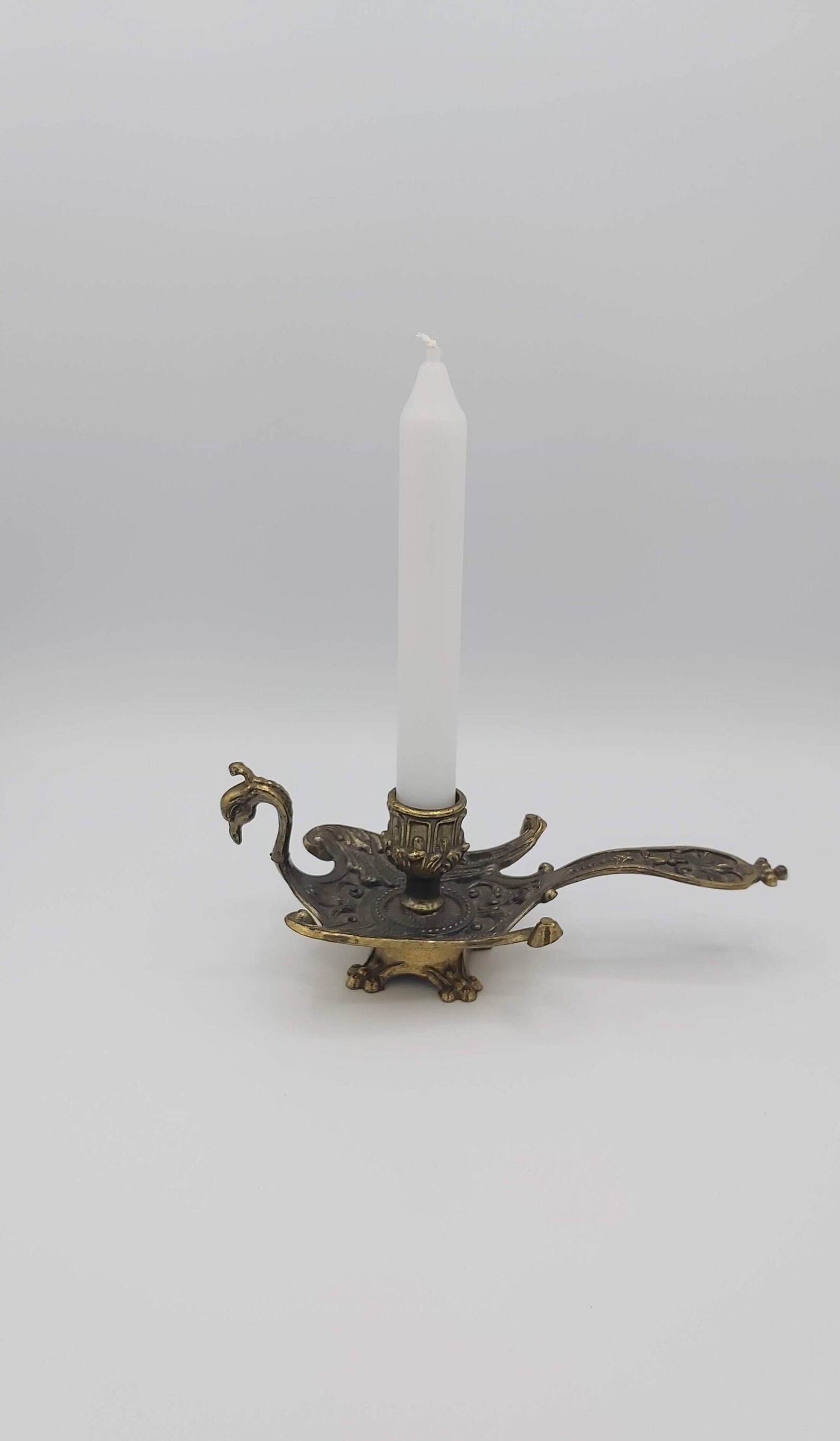 Vintage Phoenix French Brass Candleholder, Antique Brass Chamber ...